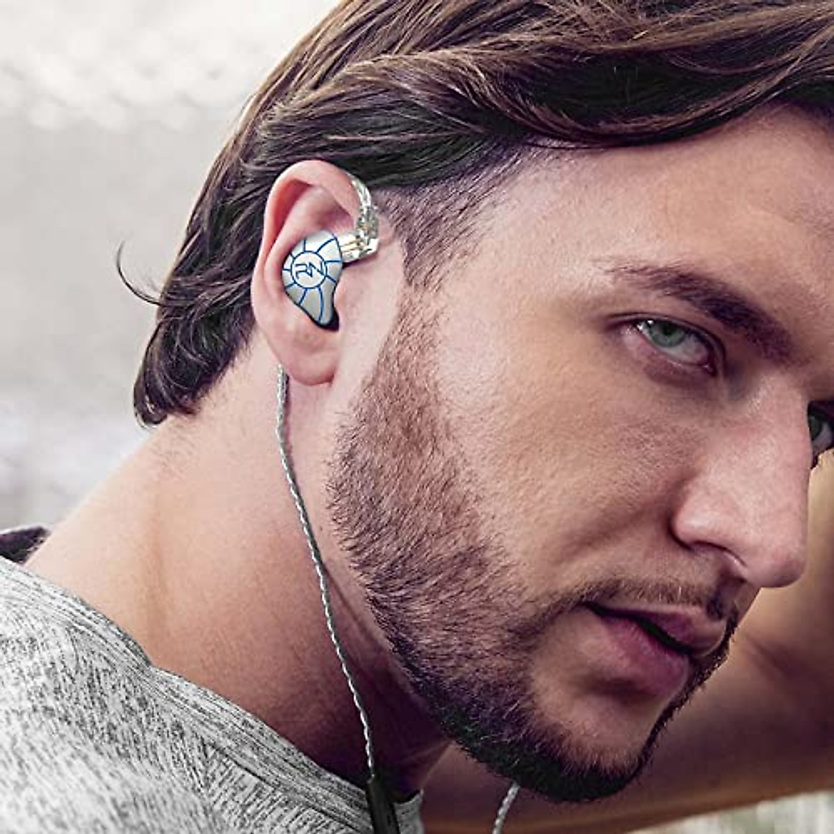 RevoNext in Ear Monitor Earbuds Wired HiFi Stereo Earbuds with Microphone Quadruple Drive Professional RH-215 in Ear Monitors for Musicians Drummers Singers Earbuds（White）