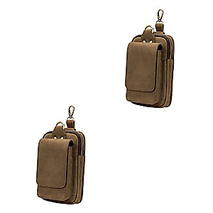 CUBTOL 2pcs Fanny Pack Pocket Holster Multitool Holster Loincloth for Men Duty Belt Accessories Tool Pouch Belt Pouch Wear a Belt Men's Toolbox Pu Light Brown Waist Pack for Men