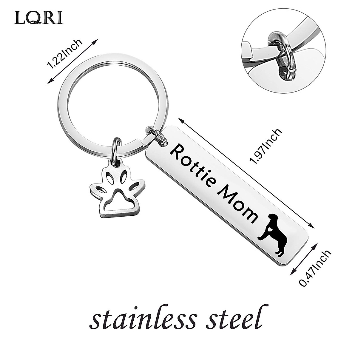 LQRI Rottweiler Rottie Mom Rottie Dad Kechain Set Pet Dog Jewelry Rottie Gift for Rottweiler Rottie Mom Dad (Rottie Mom)