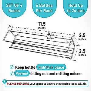 Ultimate Hostess Spice Rack Wall Mount - Spice Organizer for Cabinet, Pantry, and Tiny Kitchen - Space-Saving Hanging Spice Rack - Wall Spice Rack - Screw or Adhesive Spice Rack, 4-Tier, Fit 24 Jars