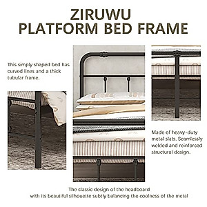 ZIRUWU California King Metal Platform Bed Frame with Headboard Footboard Extra Strong Support No Box Spring Needed Noise Free Easy Assembly Black