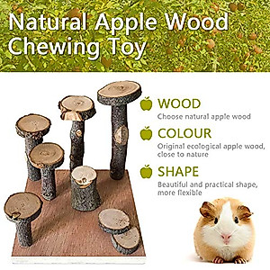 Hamster Climbing Wooden Stand Platform, Pet Cage Playground Natural Wood Bridge ramp Toys for Dwarf Hamsters, Syrians Hamster, Gerbil, Mouse, Rat