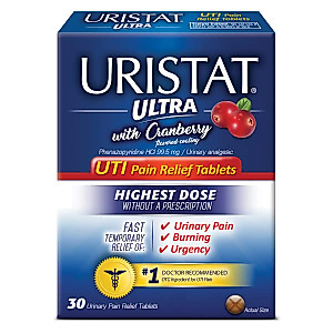 URISTAT Ultra UTI Pain Relief, Cranberry Flavored Coating, 30 Tablets (Pack of 2)