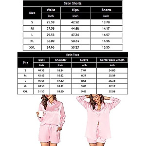 SWOMOG Casual Pink Outfits Button Down Pajamas Pjs Women's Silk Satin Long Sleeve Shirts and Shorts 2 Piece Lounge Sets