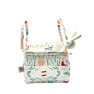 CielShop Baby Diaper Caddy Organizer Nursery Basket Set | Nursery Storage Bin and Car Organizer for Diapers and Baby Wipes (Floral)