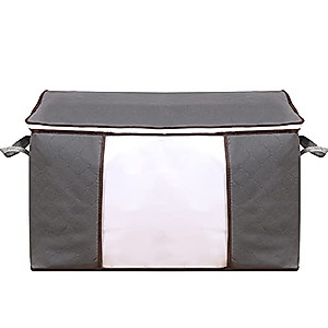 Gloppie Clothes Storage Bag Organizer (6-Pack, 90L) Closet Rrganizers Storage Blanket Clothes Organization and Storage Containers for Bedding Comforters Foldable with Reinforced Handle Clear Window