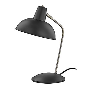 Light Society LS-T261-BK Hylight Black Retro Desk Lamp with Antique Brass Details, Mid Century Modern Vintage Style