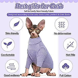 DENTRUN Sphynx Hairless Cats Shirt Pullover Kitten T-Shirts, Breathable Cat Wear Turtleneck Sweater Adorable Cat's Clothes Vest Pajamas Jumpsuit