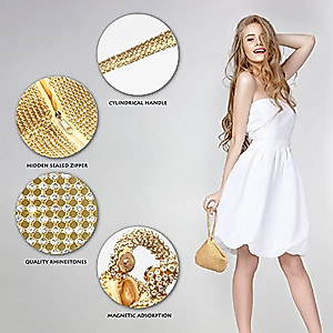 AOYUNHUI Women's Rhinestone Clutch Evening Bags Sparkly Glitter Triangle Purse for Women Wedding for Prom Party-Gold