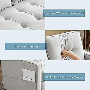 VINGLI Upgraded Loveseat Sleeper,53.5" W 83" L Convertible Sofa Bed Couch Futon Couches for Living Room, Folding Couch Bed for Small Spaces, Foldable Floor Gaming Sofa Bed for Basement, Light Grey