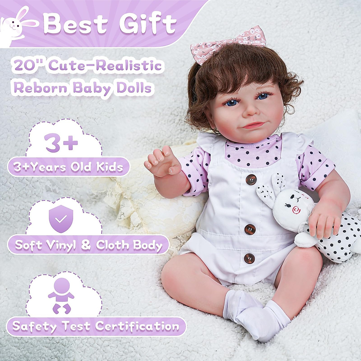 BABESIDE Reborn 20'' Cute Realistic-Newborn Soft Vinyl Real Life Baby Dolls for Little Girls with Accessories Set