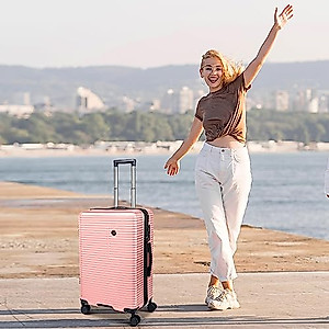 24 Inch Luggage PC+ABS Hardshell Suitcases with Spinner Wheels TSA Lock for Travel, Check-in.