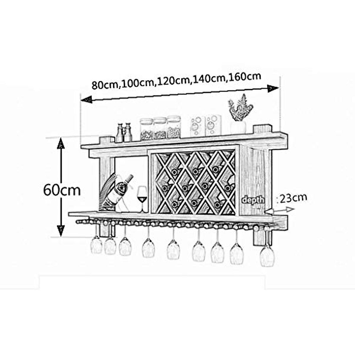 Creative Simplicity Creative Simplicity Wine Rack Creative Creative Simplicity Wine Rack Wrought Iron Stand Creative Simplicity Wine Cellar Restaurant 5 Sizes, PIBM, c, 140CM