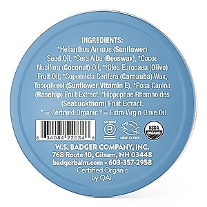 Badger - Unscented Lip Butter, Moisturizing Organic Coconut Oil, Beeswax, Sunflower & Olive Oil