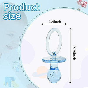 50 Pieces 2.75 Inch Baby Pacifier Baby Shower Plastic Pacifier for Baby Shower Pacifier, Baby Shower Gender Show Party Decoration DIY Baby Shower Birthday Party Gift (Blue)