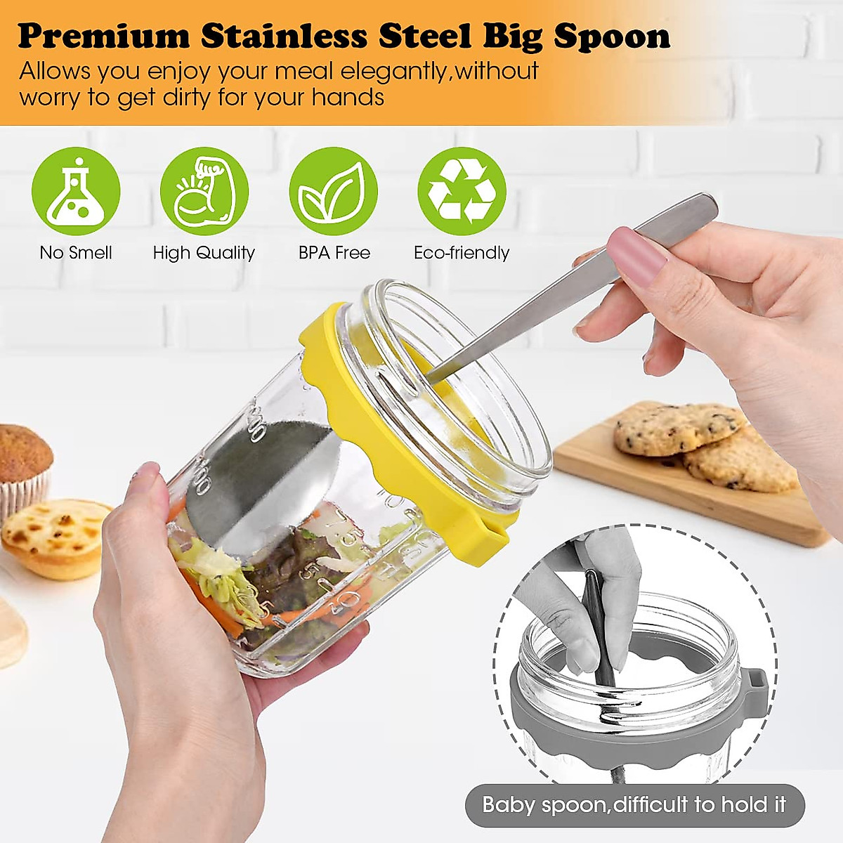 Oyrlize Overnight Oats Containers with Lids and Spoon,Companies,Work and Travel