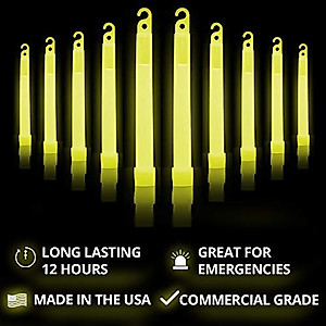 Cyalume Yellow Emergency Glow Sticks - Premium 6” SnapLight Survival Glow Sticks with 8 Hour Duration for Use as Emergency Flares and Hiking Safety Gear (Bulk Pack of 30 Safety Glow Sticks)