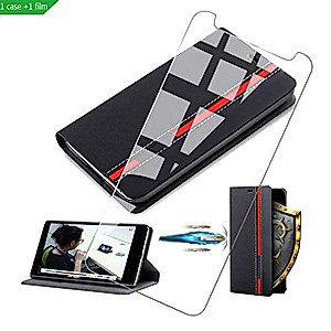 KJYFOANI for Infinix GT 10 Pro Wallet Case + Tempered Glass Screen Protector, Flip Folio Leather Cell Phone Cover with Credit Card Holder for Infinix GT 10 Pro (6.67") - Blue