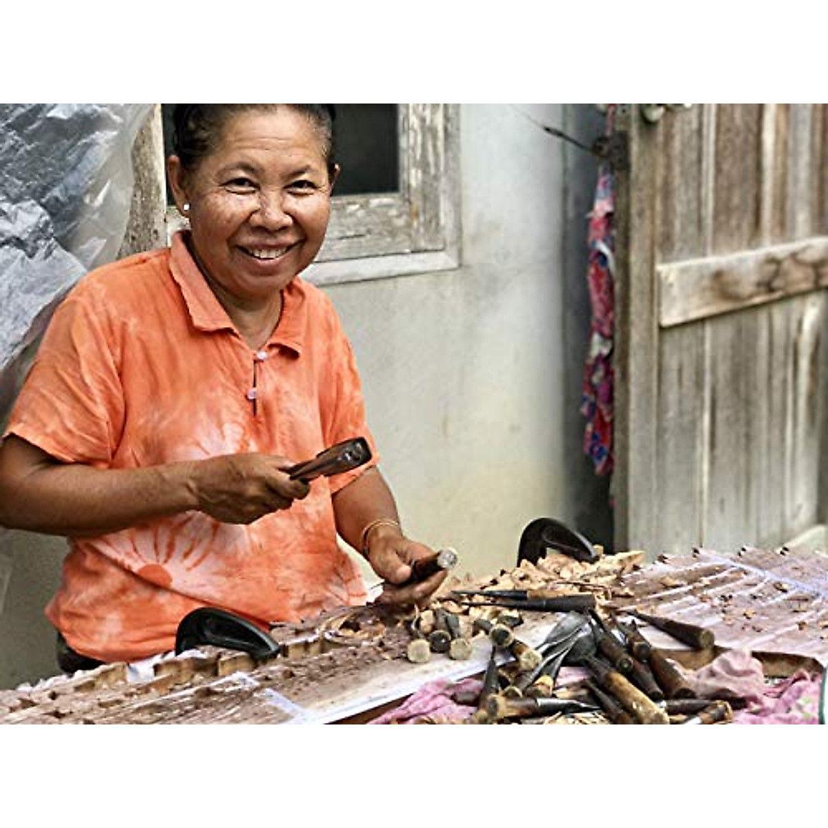 Queen Size Boho Carved Wood Bed Headboard Hand Sculpted Wall Art Hanging from Chiang Mai Thailand 60 Inches