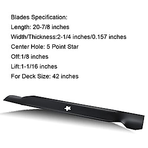 Grasscool LT1000 42 inch Mower High Lift Blades for Craftsman Poulan Pro AYP Hus 42'' Deck Mower Replace 532138971 138498 138971 532138498 138971X431