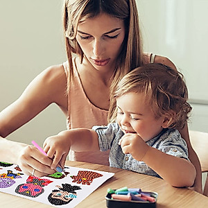 HTPDIOP 9-PCS Kids DIY Diamond Painted Sticker Kit, Superhero Creative Digital Painted Diamond Dots Mosaic Stickers, Crafts for Kids, Boys, Girls and Adult Beginners.