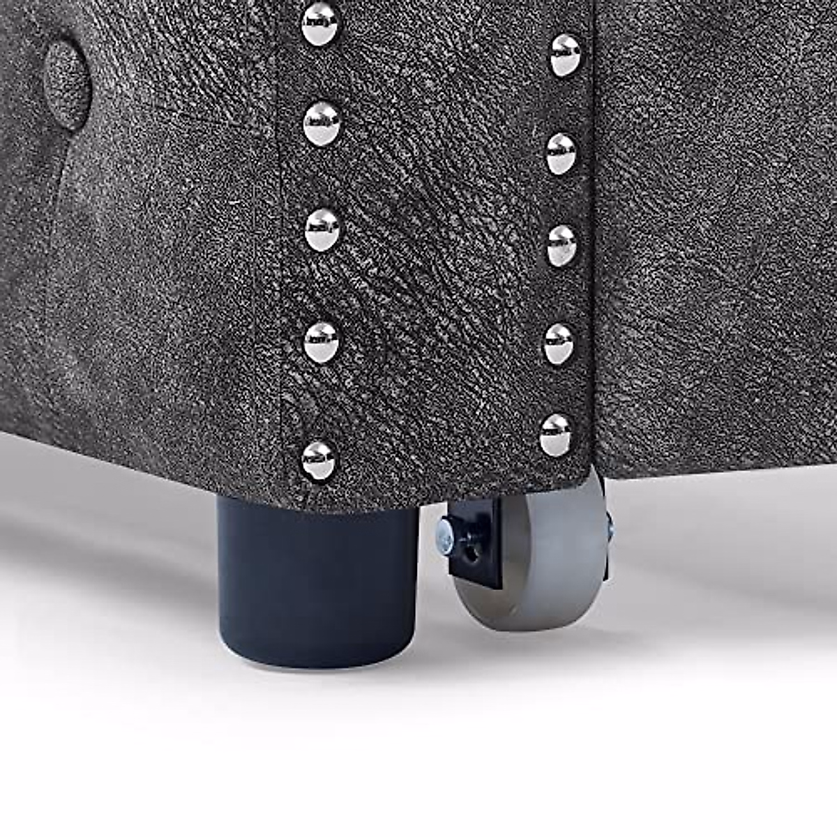 GLORHOME Full Daybed with Trundle Upholstered Tufted Sofa Bed with Button and Copper Nail on Arms,Gray