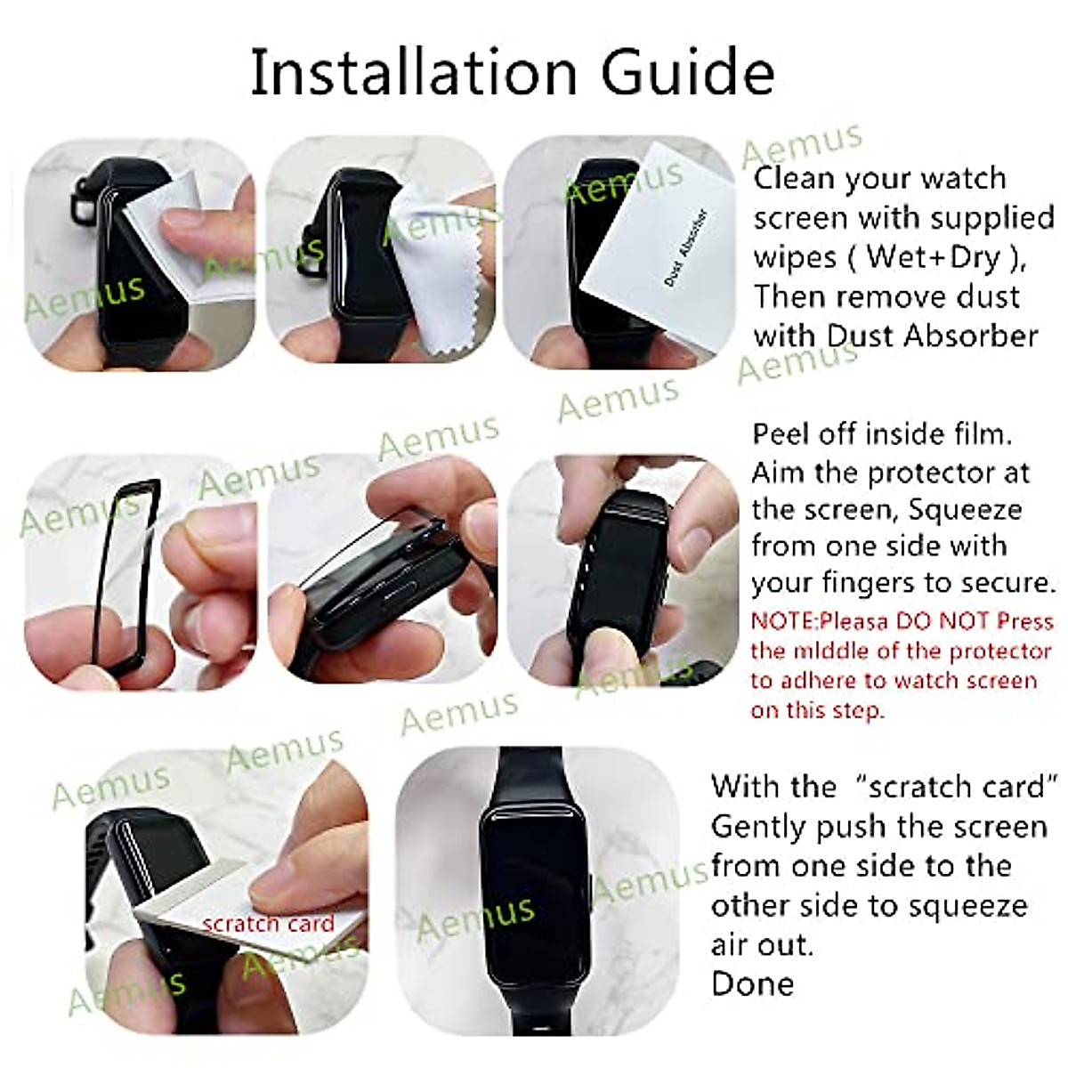 Aemus Compatible for Xiaomi Mi Band 7 Screen Protector (3 Pack) 3D Curved Soft Edge Protective Film NFC Mi Band 8 Protective Film HD anti-scratch