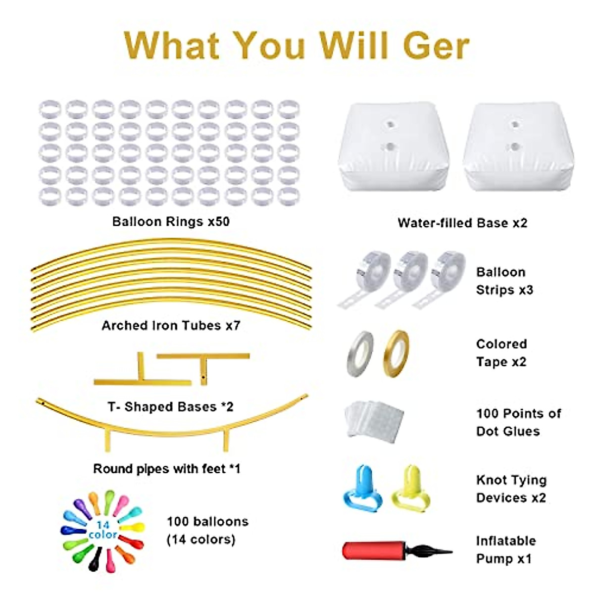 Yaseingoo 8FT Round Balloon Arch Frame, Golden Circle Balloon Garland Arch Kit Backdrop Stand for Birthday Party, Graduation, Wedding and Bridal Shower Photo Background Decoration