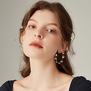 JENSVOIR Gold Hoop Earrings for Women - Large Gold Plated Butterfly Earrings Trendy, Big Hypoallergenic Gold Hoop Earrings for Everyday (Butterfly-1)