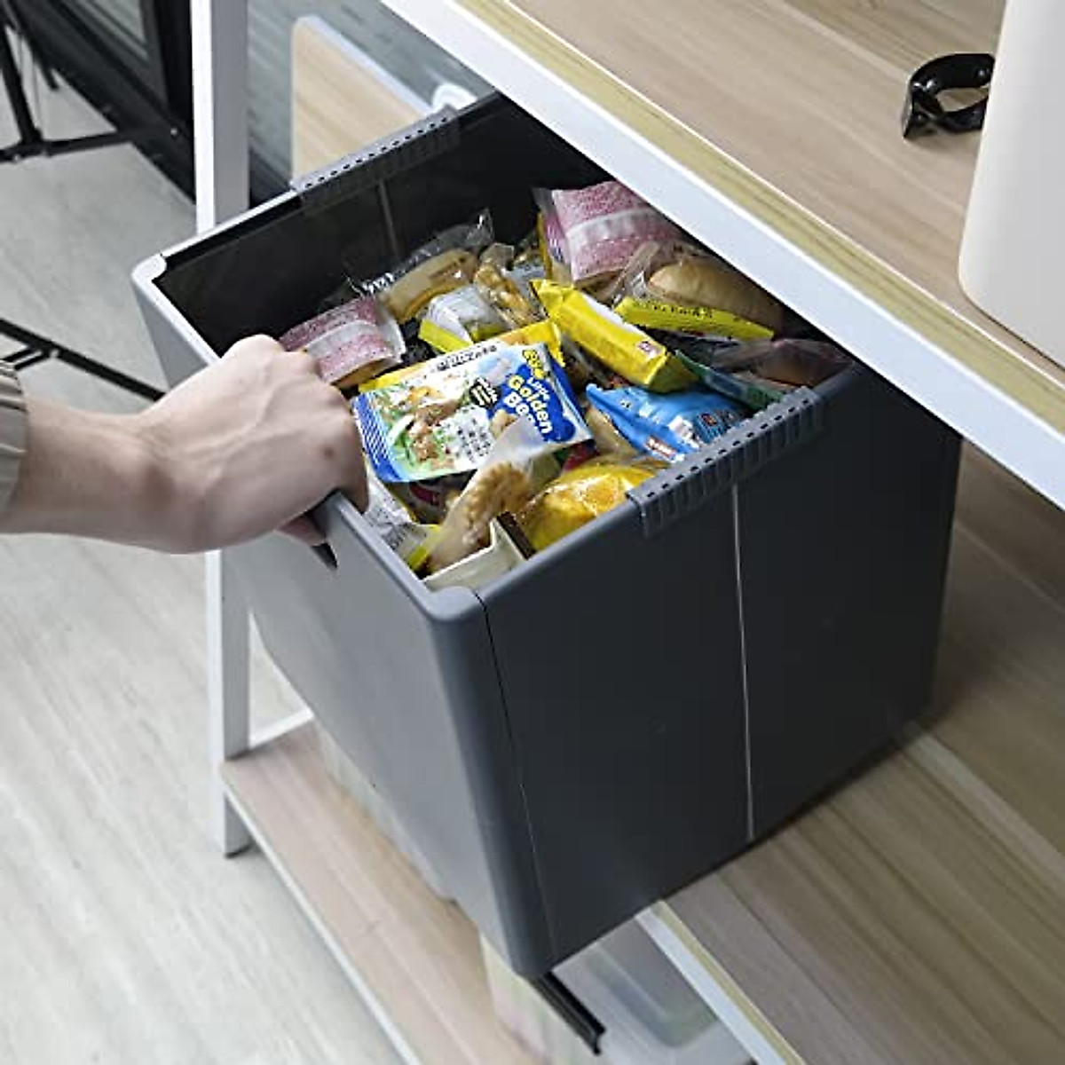 Eagrye 4-Pack Collapsible Plastic Storage Cubes Bin, Foldable Cube Storage Baskets, Gray