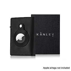 Kanley Airtag Leather Wallet with Tracker Holder Smart Wallet for Men with Tracking Case – Smart Wallet with Card Holder Slots and Money Clip – Christmas, Father’s Day, Birthday (Black)
