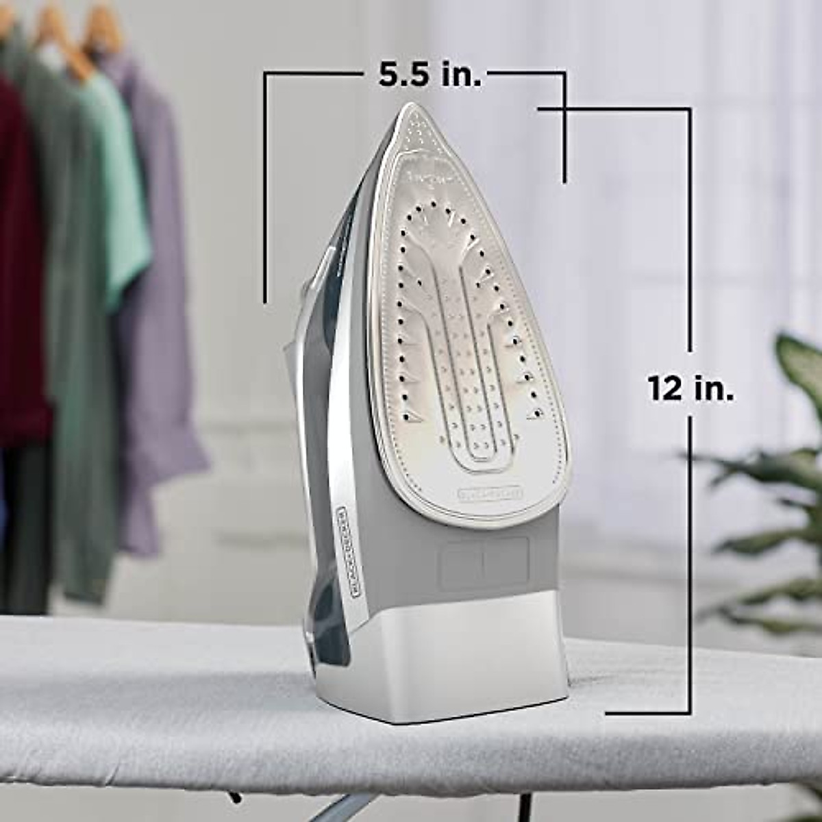 BLACK+DECKER® One Step Steam Iron with EvenSteam Stainless Steel Soleplates and SmartSteam Control, Grey