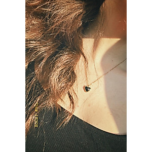 SmileBelle Black Heart Necklace for Women, Black Necklaces as Easter Basket Stuffers for Teens, Black Tourmaline Necklace Jewelry Handmade Necklace Silver Heart Pendant as Birthday Gifts for Her