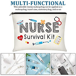 Frienda 8 Pcs Nurse Survival Kit Makeup, Cosmetic Bag Nurse Practitioner Gifts Toiletry Bag Funny Travel Bag Nurses School Supplies for Nursing Student (White)