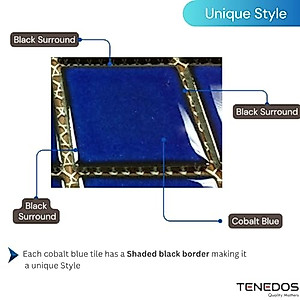 Tenedos Premium Quality Cobalt Blue Porcelain Square Mosaic Floor Wall Tile Shiny Look 2x2 Inch for Kitchen Backsplash, Pool Tile, Bathroom Shower, Accent Decor (Box of 21.76 Sq Ft)