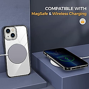 ESTPEAK [CD Loop+Safety Lock] Magnetic Case for iPhone 14 Case,[Privacy Screen with Camera Lens][Electroplating Metal Bumper] Double Sided 9H Glass Compatible with MagSafe Case for iPhone 14 Black