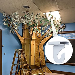 50 Pieces Metal Drop Ceiling Hooks, Right and Left White Ceiling Hooks T-Bar Track Clip for Hanging Plants & Decorations, 20lbs Capacity Suspended Ceiling Hanger for Classrooms Offices