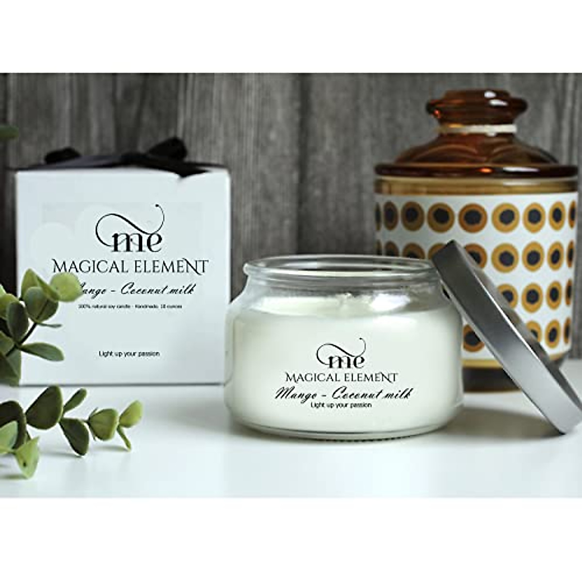 Magical Element Mango & Coconut Milk Scented Soy Candle, 10 oz Jar, 35+ Hour Burn Time