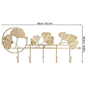BuyWeek Coat Rack, Ginkgo Leaf Coat Hooks Wall Mounted Coat Hanger Elegant Style Wall Hooks for Clothes Hat Keys