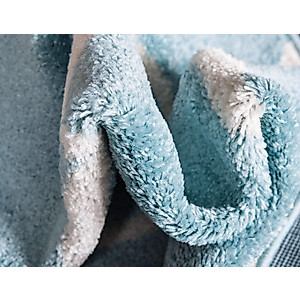 Unique Loom Trellis Frieze Collection Area Rug - Rounded (5' 1" x 8', Light Blue/ Ivory)