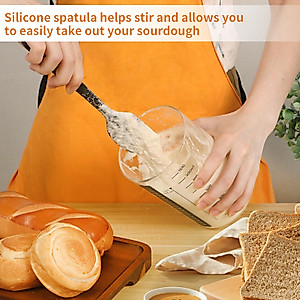 Kmise 2 Pack Pro Sourdough Starter Jar, 34 Oz Large Capacity DIY Glass Sourdough Starter Jar Kit With Thermometer, Date Marked Feeding Band, Cloth Cover, Spatula and Cutter - Reusable baking supplies