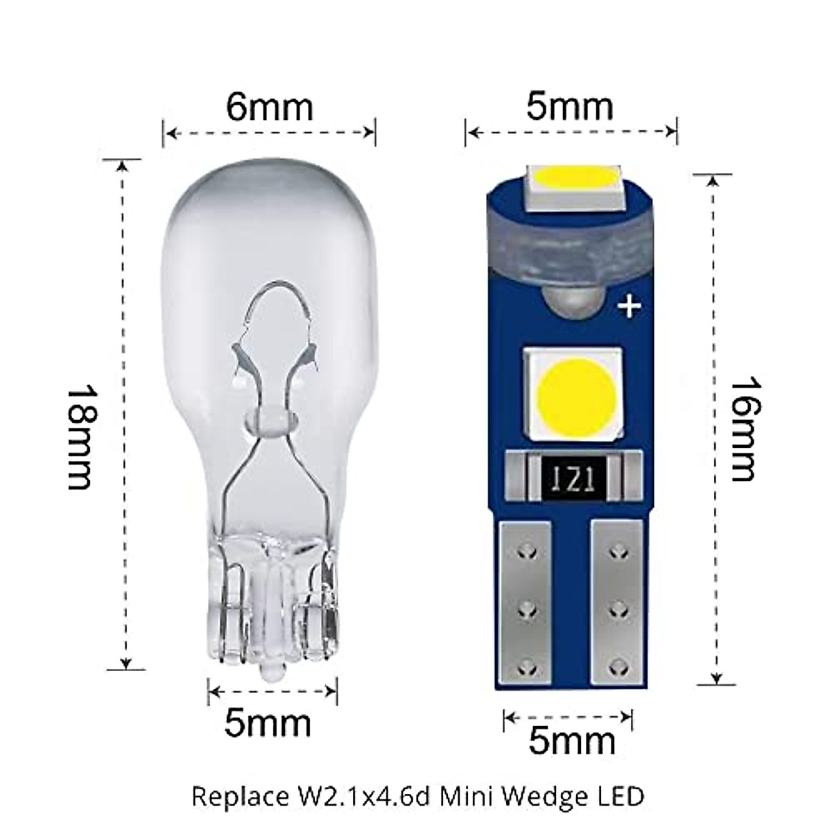 BlyilyB 10-Pack T5 37 74 LED Bulb With Twist Lock Socket PC74 PC37 Dashboard Instrument Panel Gauge Cluster Light
