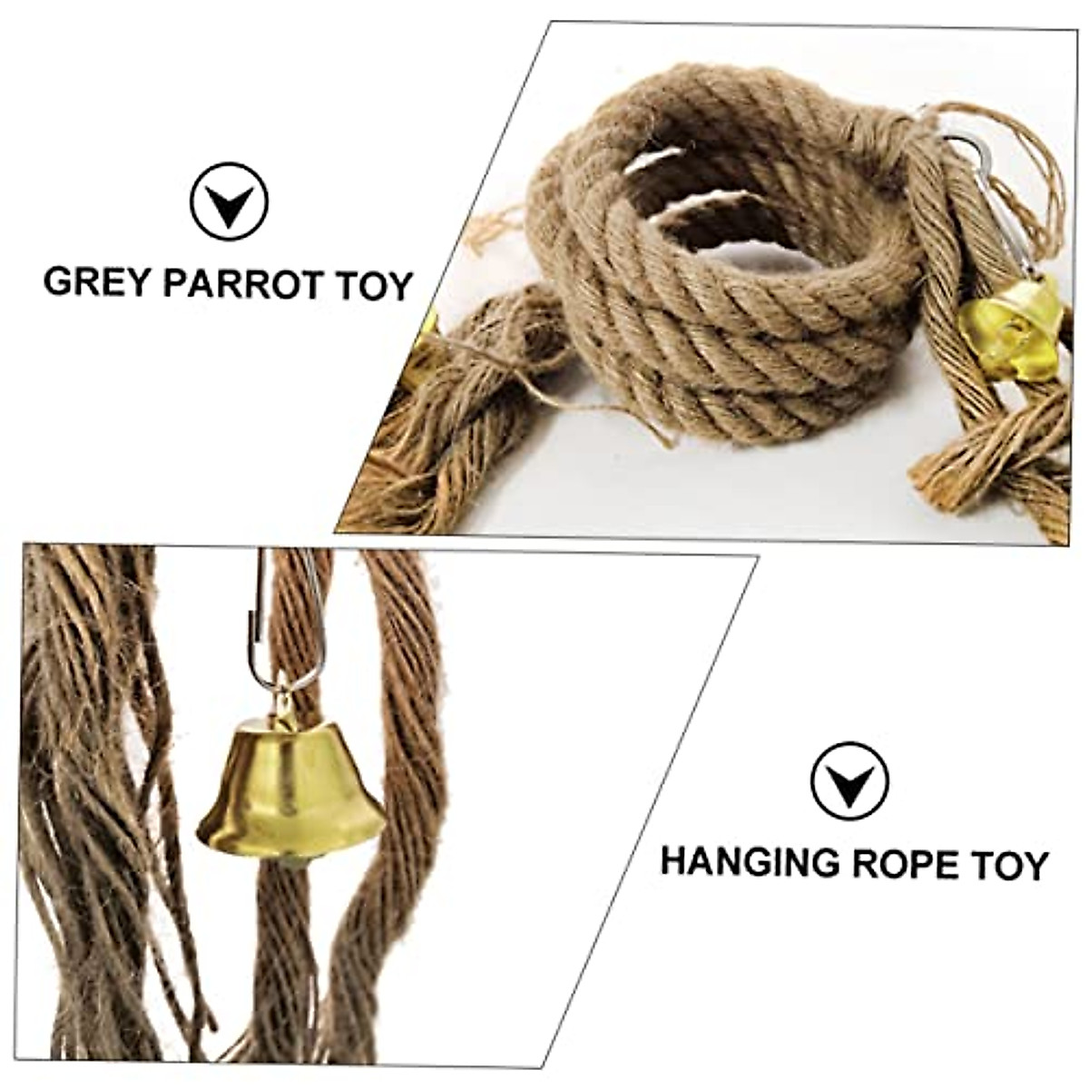 Ipetboom 3 pcs Bird Medium Bungee for Small L Chew Toys Size Macaw Conure Toy Parrot Bungees Cotton Grey Plaything Pet Stand Hanging Rope Bar Perch Pendant Climbing Cage