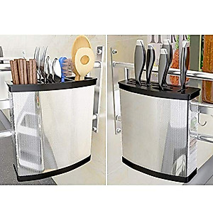 JF-XUAN Kitchen Shelf Kitchen shelf Lixin Microwave Oven Rack WallMounted 304 Stainless steel Thick steel plate with Removable hook knife holder Tableware rack (color : Silver, Size : 53 * 35.5 * 19