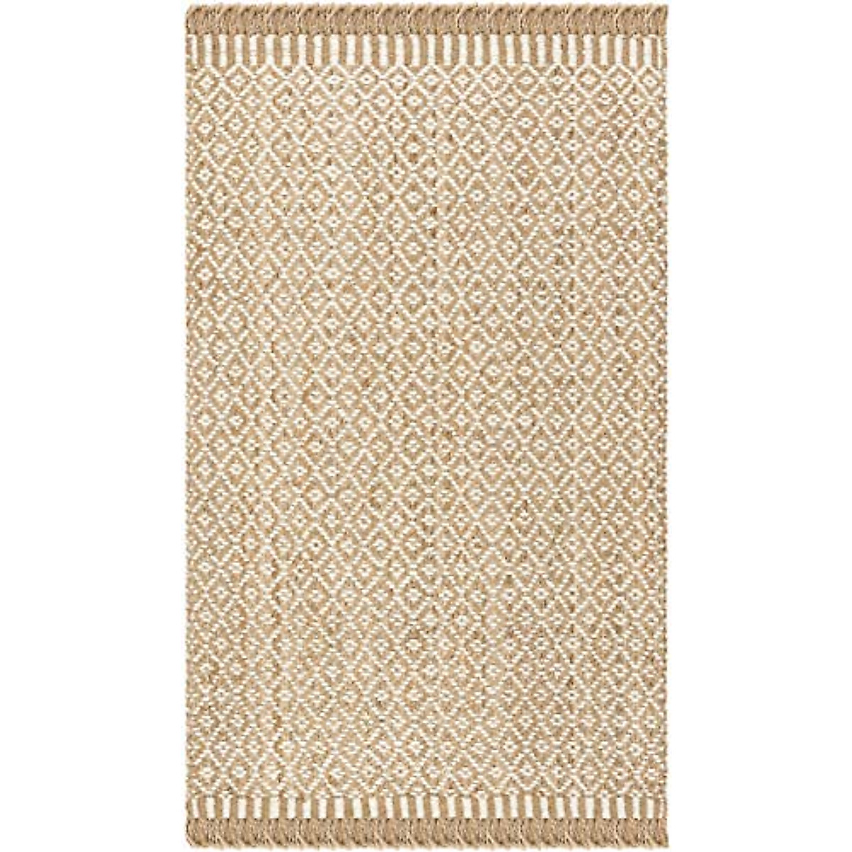 SAFAVIEH Natural Fiber Collection 4' x 6' Ivory NF182A Handmade Boho Farmhouse Fringe Jute Area Rug