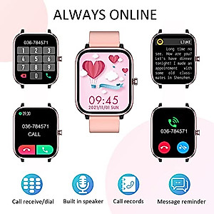 Smart Watch for Women(Call Receive/Dial), Smartwatch for Android Phones and iPhone Compatible, Fitness Tracker 1.69" Full Touch Color Screen IP67 Waterproof with Heart Rate Monitor Sleep Tracker, Pink