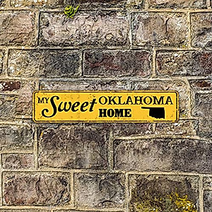 State Map Silhouette Tin Sign My Sweet Home Oklahoma Metal Sign Custom Road Signs Southern Style Art for Front Door Garden Yard Porch Man Cave Novelty Weddings Gift 18x4in