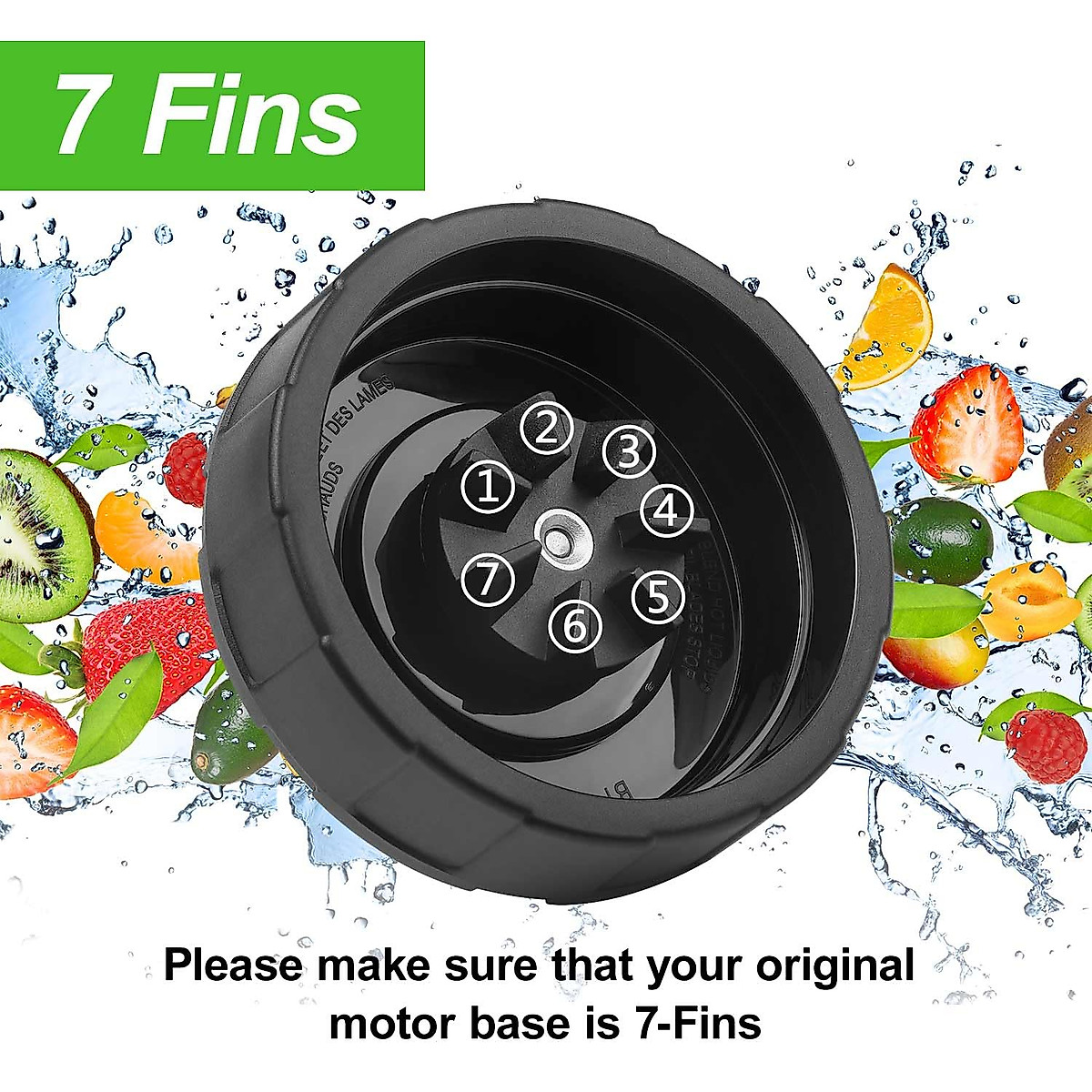 SS101 Replacement Blade for Ninja Blender Accessories, 7-Fins Blender Blade Compatible with Nutri Ninja Foodi Power Blender SS101, SS101TGT, CO351B, SS100, SS150, SS151, SS300, SS350, SS351