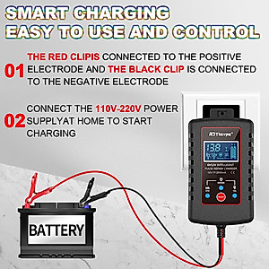 B-Qtech Upgraded 2Amp Car Battery Trickle Charger 6V/12V Smart Fully Automatic 3 Mode Battery Charger Maintainer, Battery Desulfator for Lawn Mower, Motorcycle, Car, Boat, Marine Lead Acid Batteries