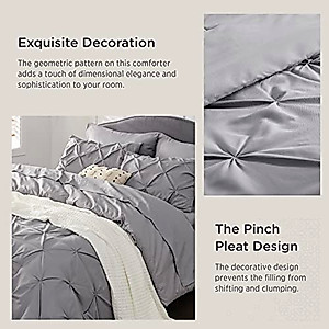 Bedsure California King Comforter Set - Cal King Bed Set 7 Pieces, Pinch Pleat Grey Cali King Bedding Set with Comforter, Sheets, Pillowcases & Shams